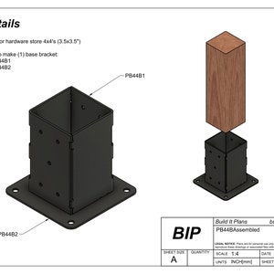 4x4 Post Base Bracket DXF Files: Pergola Base, Wall Mount (digital ...
