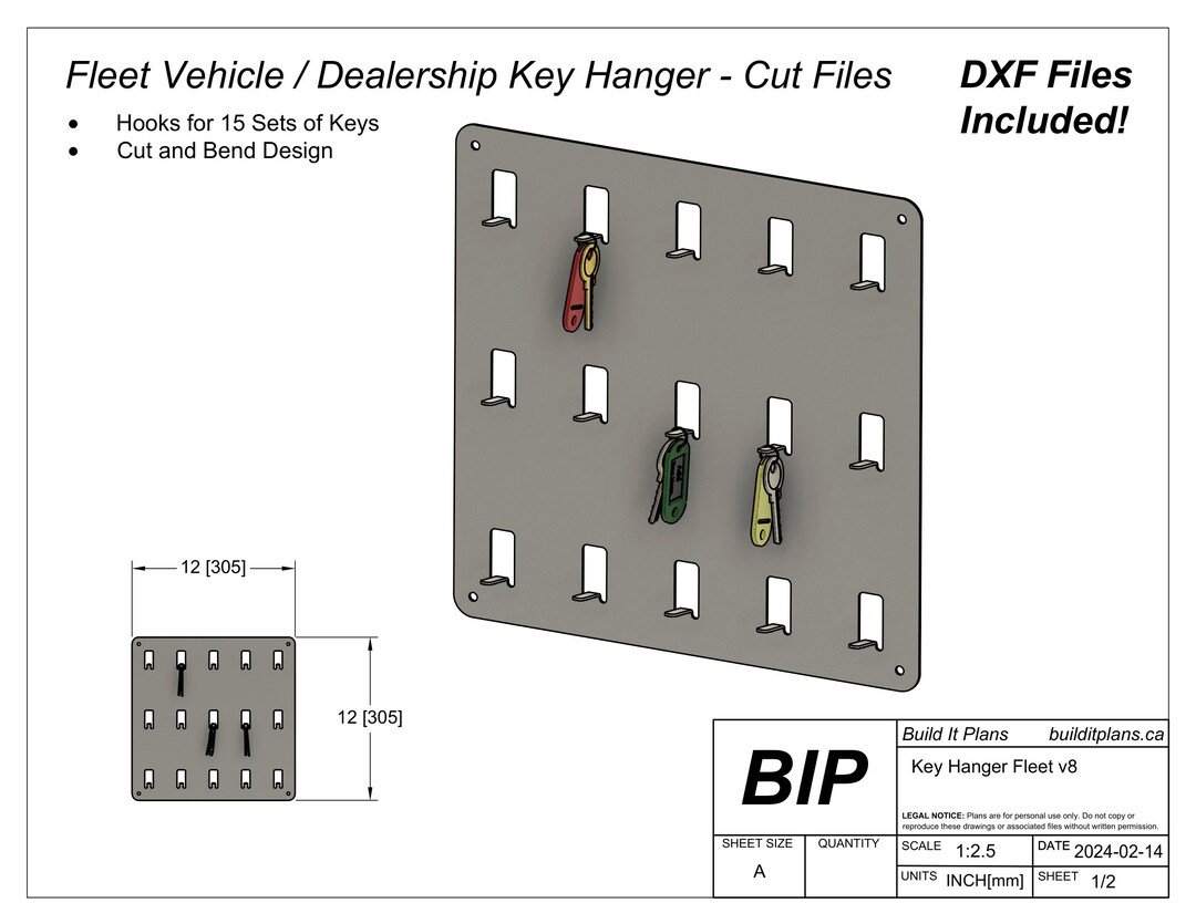 Fleet Key Hanger DXF - Wall Organizer for Dealership Keys - Etsy