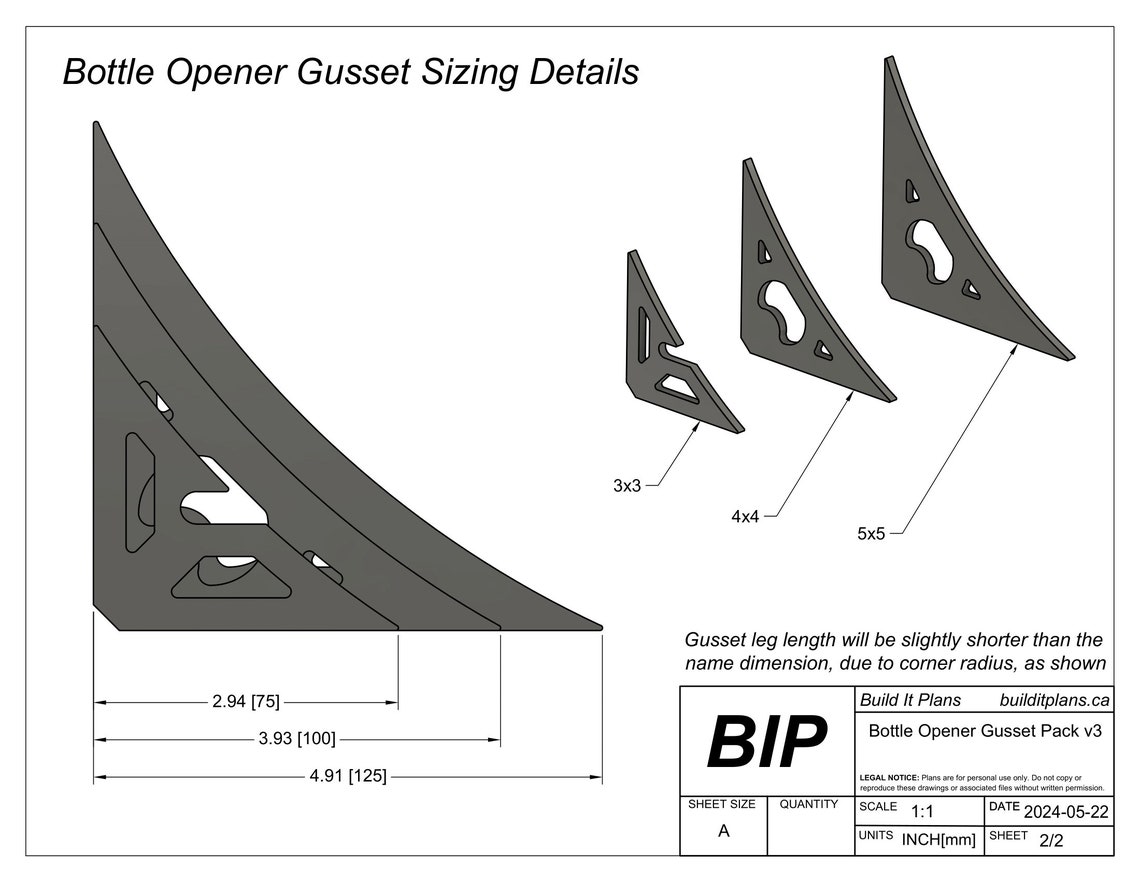 Bottle Opener Gusset Cut Files Pack for Fabricators DXF Plasma Files ...