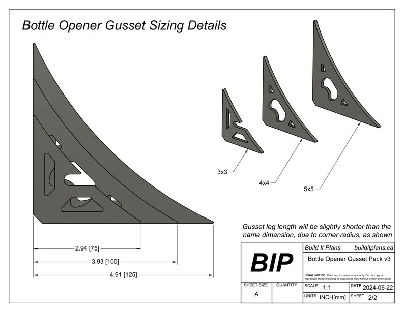 Bottle Opener Gusset DXF Bundle Cut Files for Fabricators - Etsy