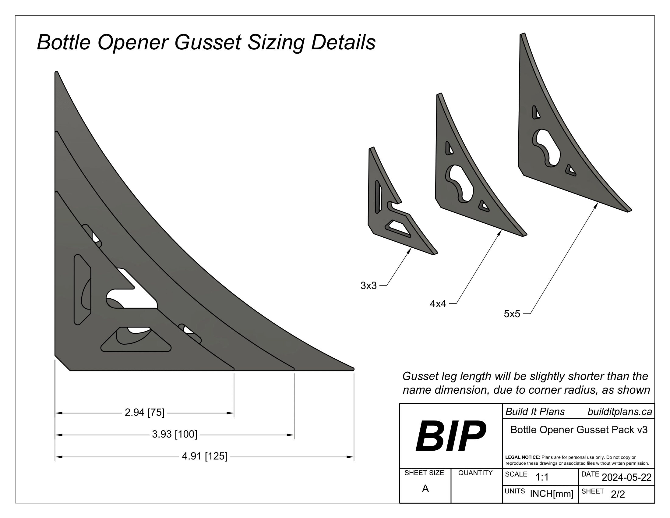Bottle Opener Gusset DXF Bundle Cut Files for Fabricators - Etsy