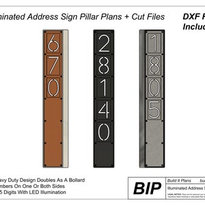 Illuminated Address Sign Pillar DXF Cut Files and Plans - Etsy