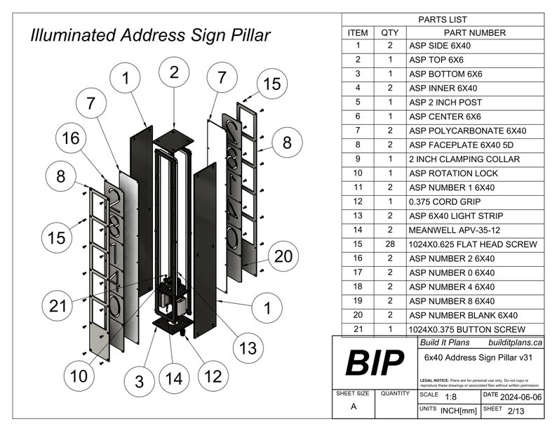 Illuminated Address Sign Pillar DXF Cut Files and Plans - Etsy