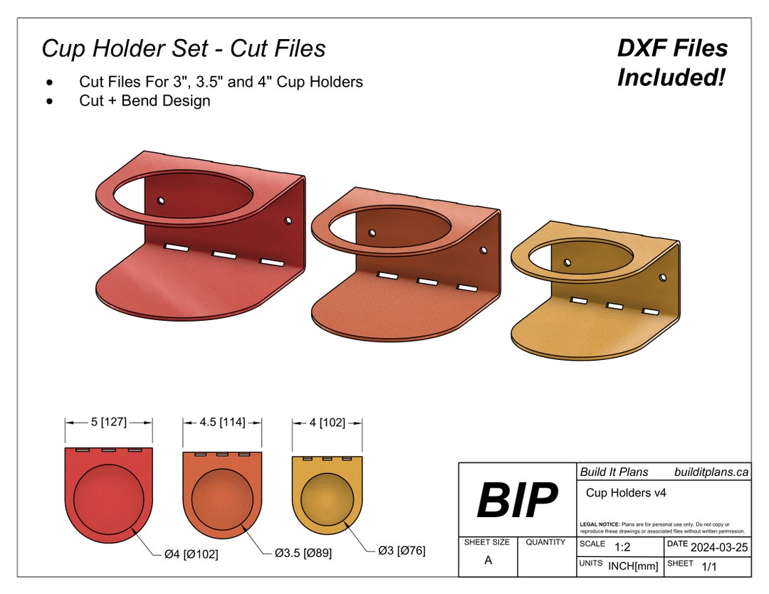 Universal Cup Holder DXF - Wall Mount Drink Holder Cut Files - Etsy