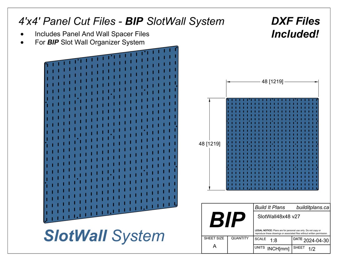 Slotwall 48" X 48" Panel DXF Cut Files for DIY Slatwall System - Etsy