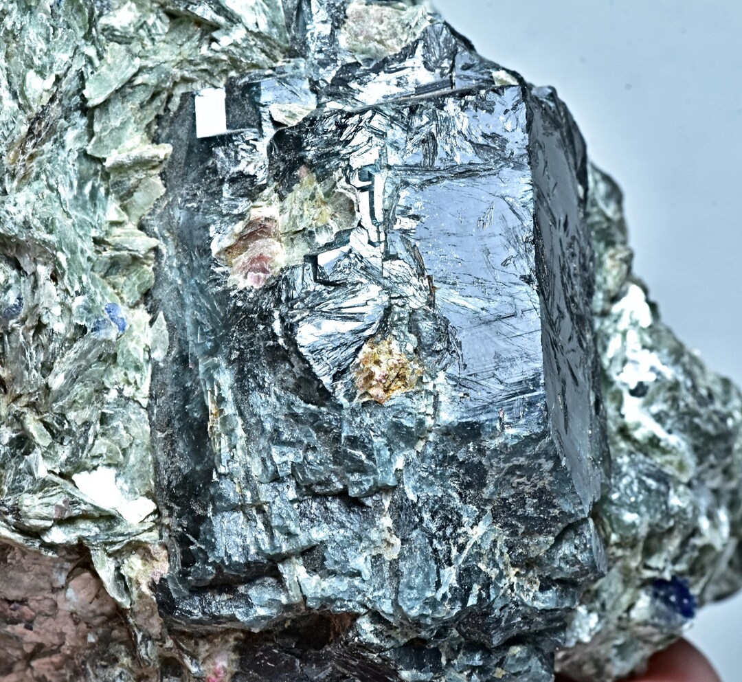 Dravite Tourmaline Crystal With Sapphire & Ruby on Green Mica Matrix ...