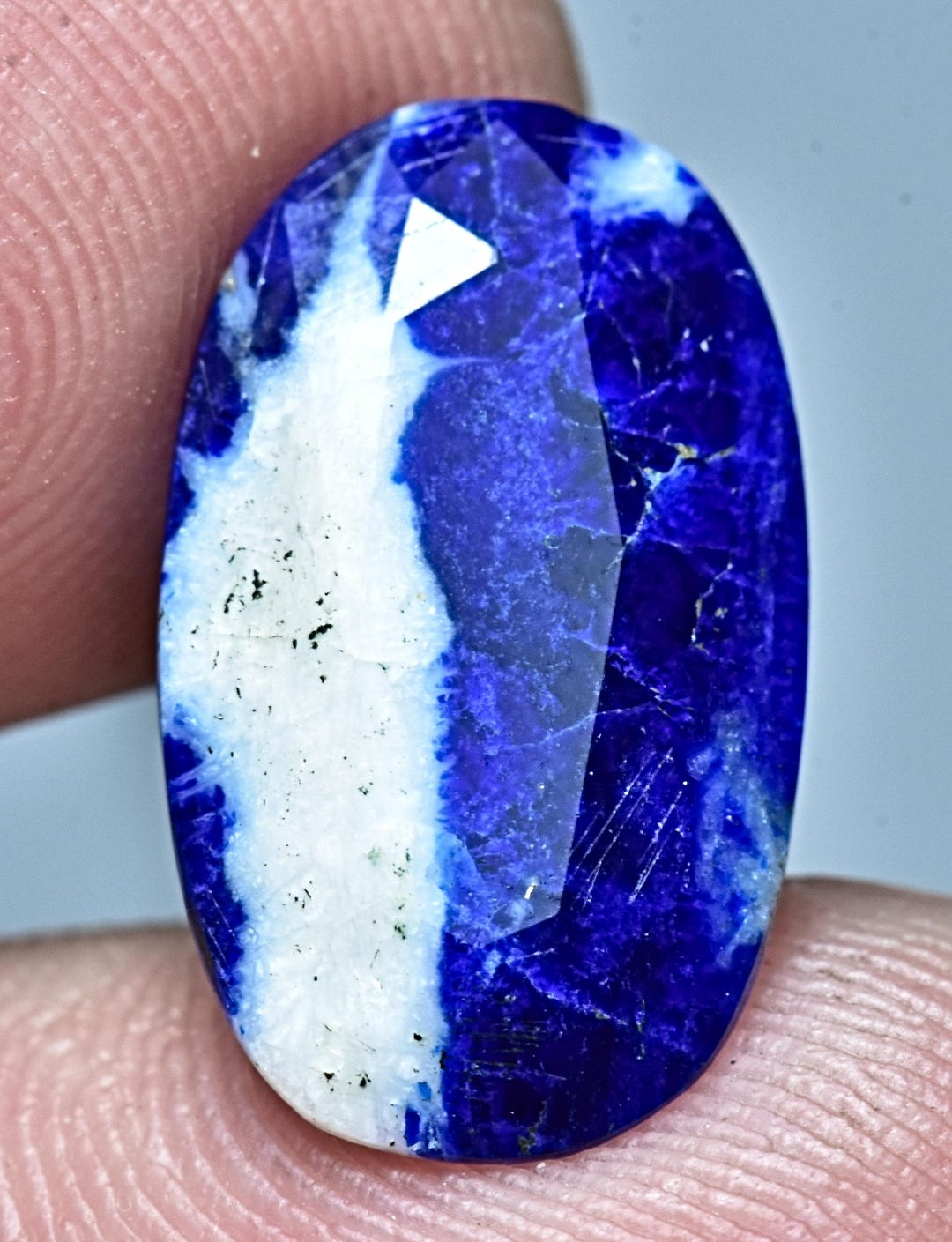 Rare Top Blue Faceted Hauyne Hauyn Cut Stone With White Gonnardite 4.35 ...