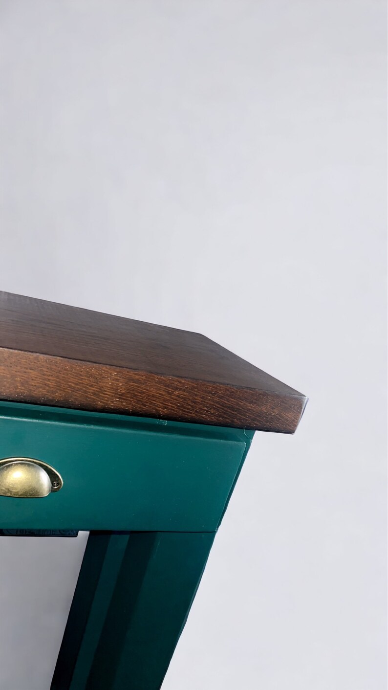 Solid Oak Emerald Green Console Table - Etsy