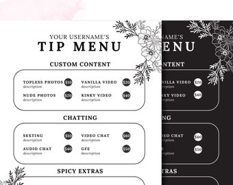 Onlyfans Tip Menu | Editable Template | Digital Download | - Etsy