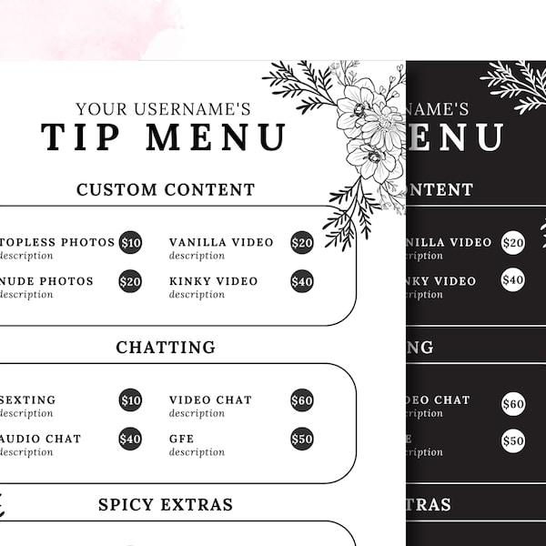 Onlyfans Tip Menu - Etsy