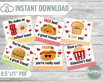 Happy Valentines Day Cards Printable Food Valentines Gift Tags for ...