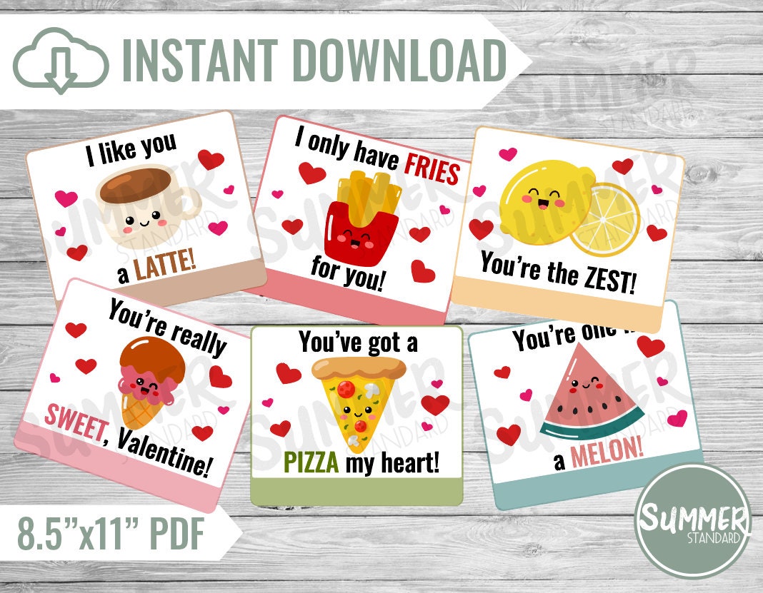 Happy Valentines Day Cards Printable Food Valentines Gift Tags for ...