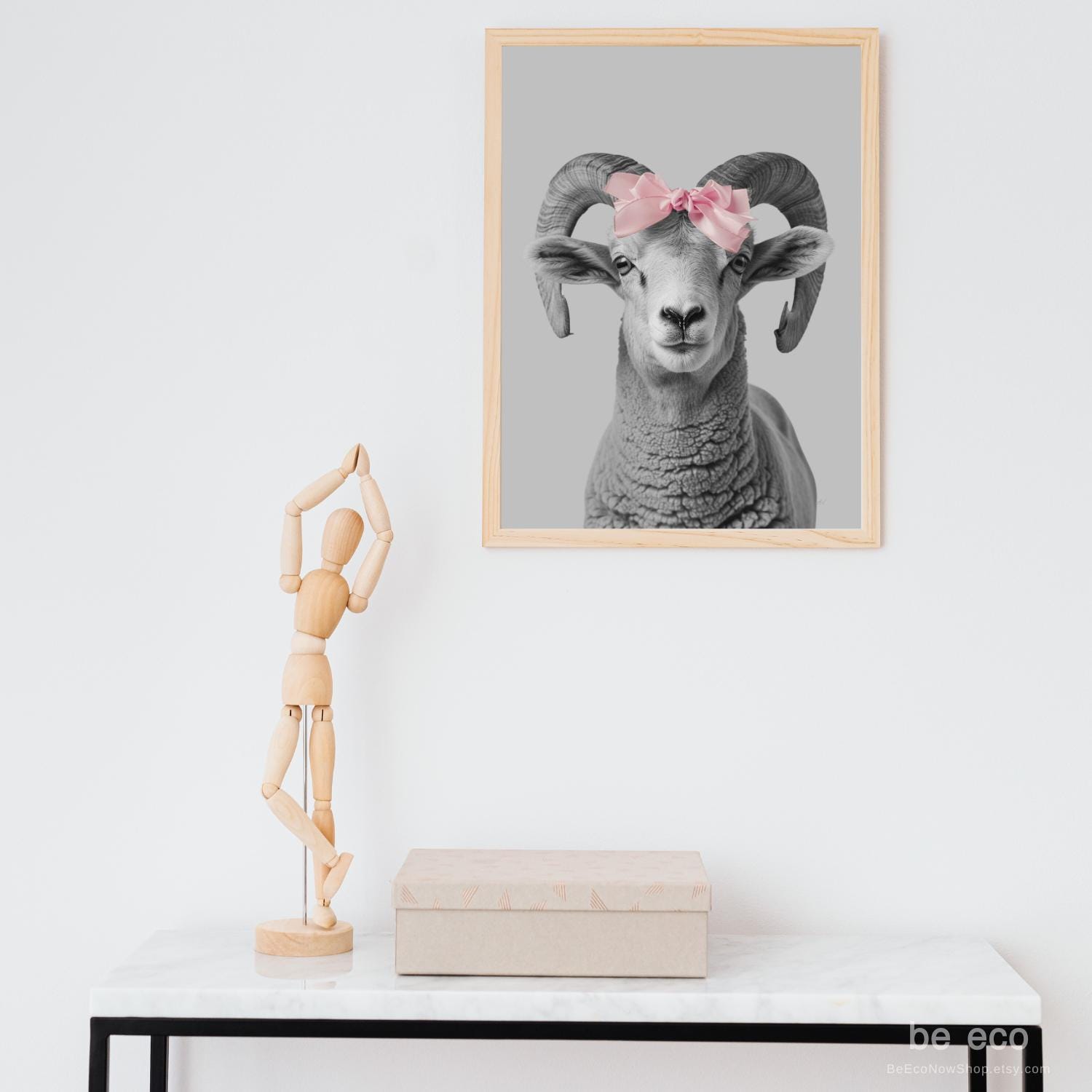 Sheep With Pink Bow, Pink and Gray Nursery Art Animals, Pink Bow Room ...