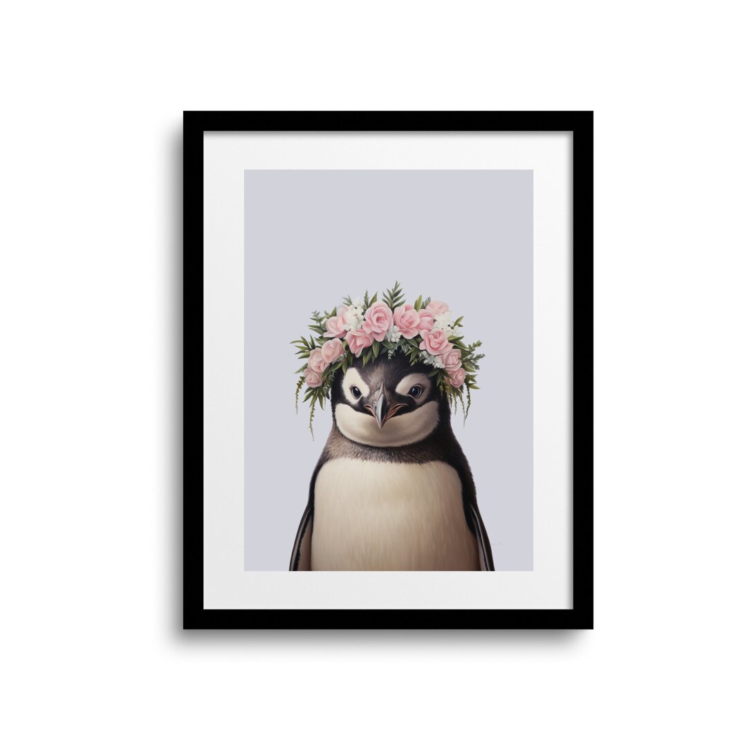 Penguin Flower Crown, Penguin Nursery, Pink Flower Crown, Baby Animal ...