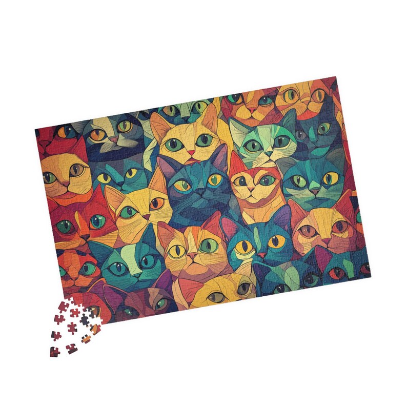 Cat Jigsaw Puzzle: Colorful Feline Art, Difficult 1000 Piece - Etsy