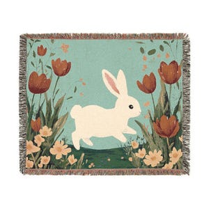 Bunny Tapestry, Bunny Throw Blanket, Rabbit Tapestry, Woodland Blanket ...