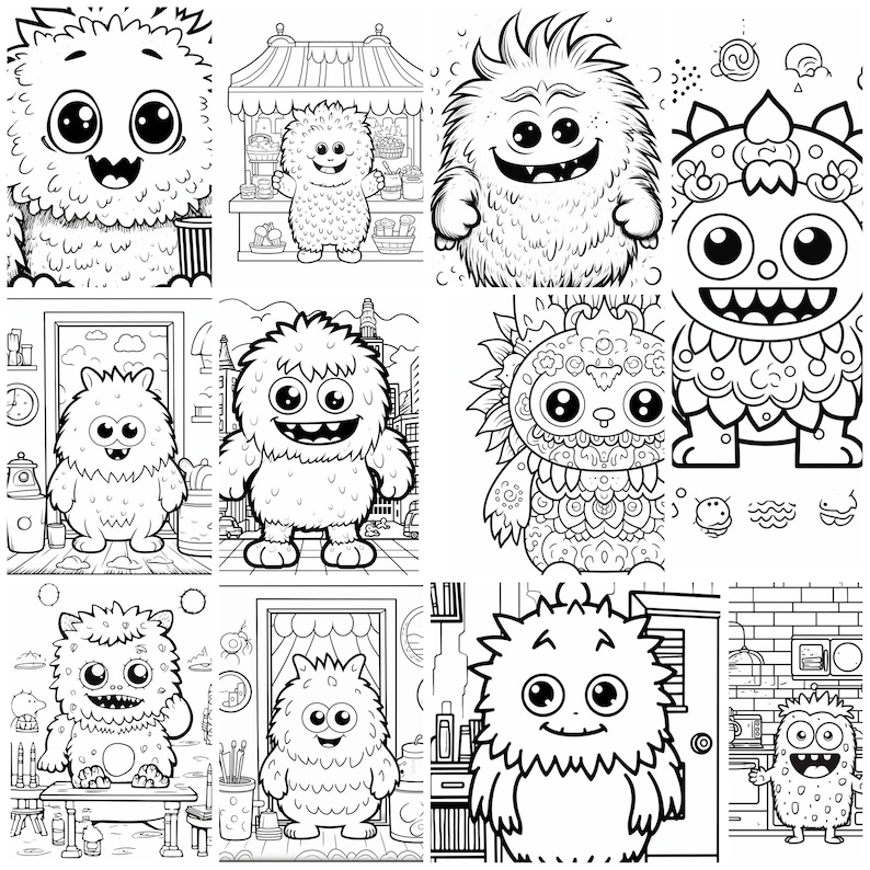 Massive 350 Cute Monsters Digital Coloring Pages Collection Fun for All ...