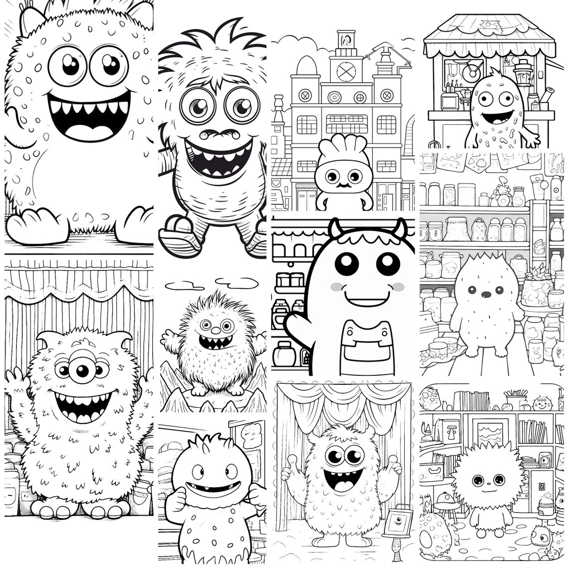 Massive 350 Cute Monsters Digital Coloring Pages Collection Fun for All ...