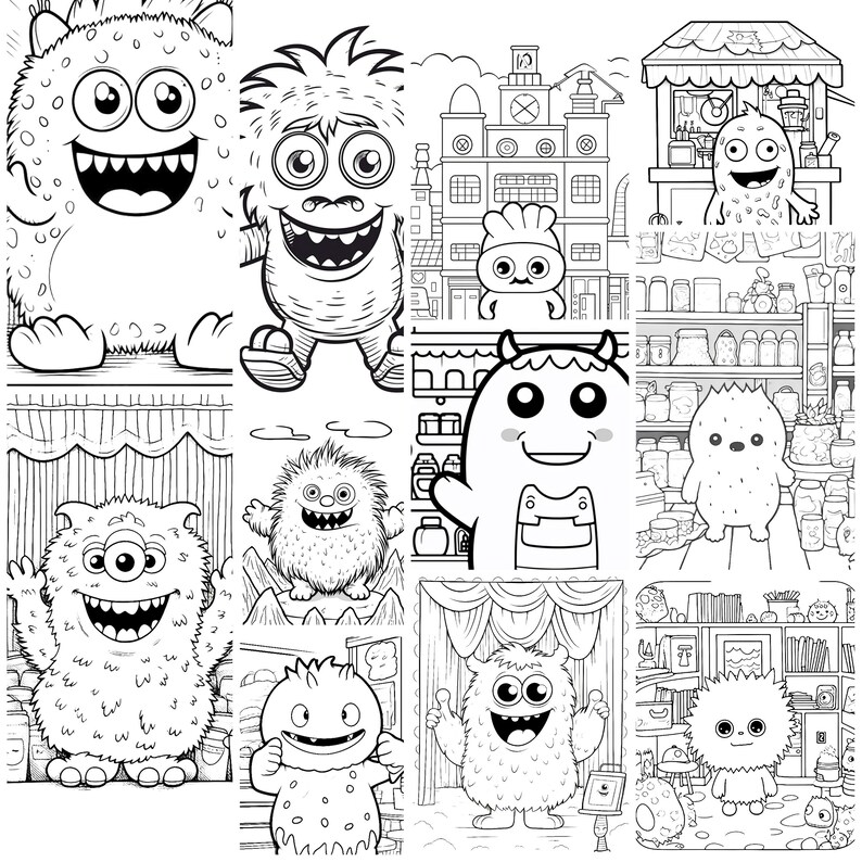 Massive 350 Cute Monsters Digital Coloring Pages Collection Fun for All ...