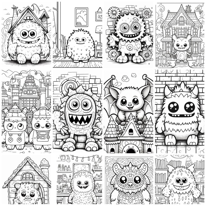 Massive 350 Cute Monsters Digital Coloring Pages Collection Fun for All ...