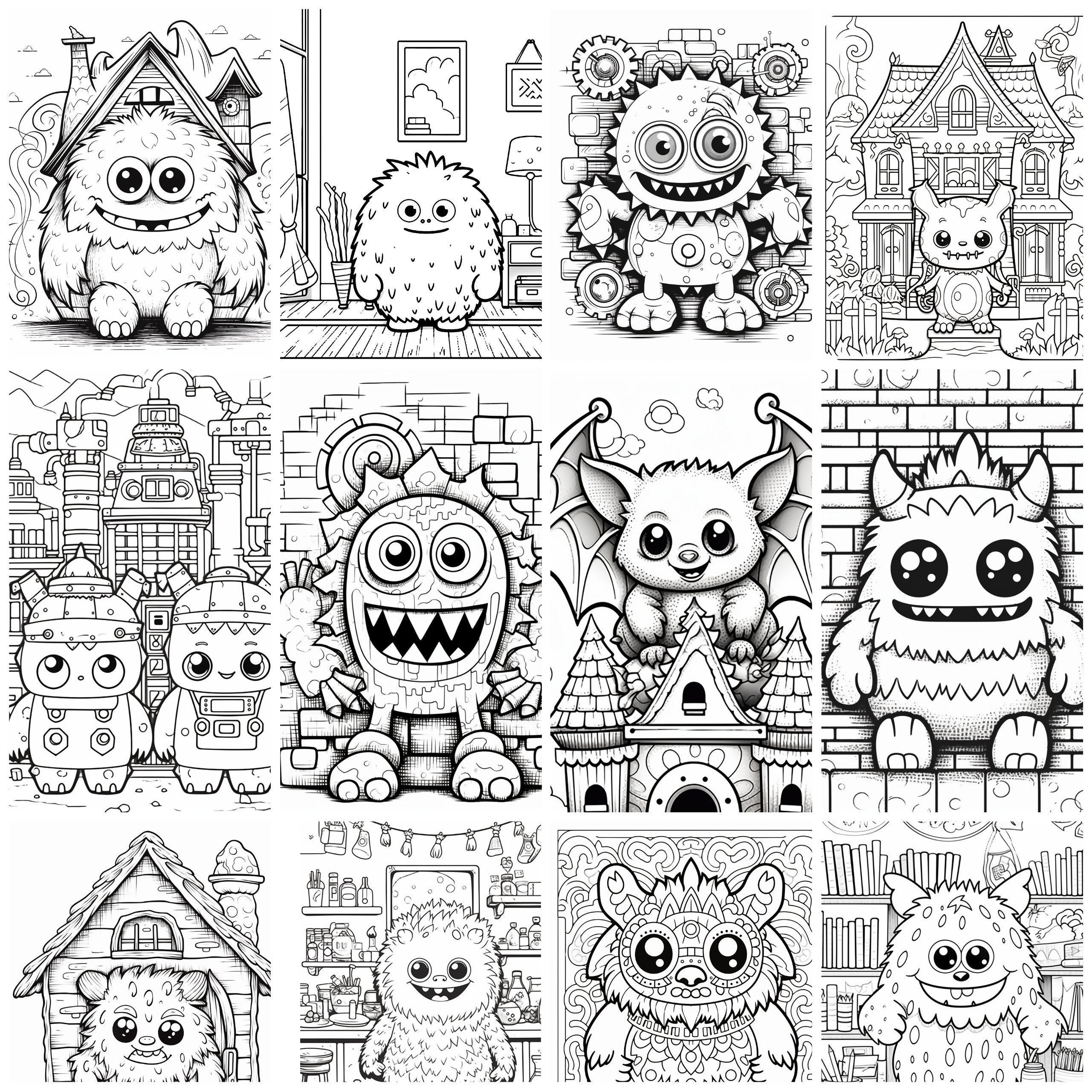 Massive 350 Cute Monsters Digital Coloring Pages Collection Fun for All ...