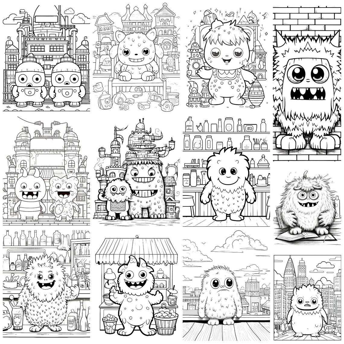 Massive 350 Cute Monsters Digital Coloring Pages Collection Fun for All ...