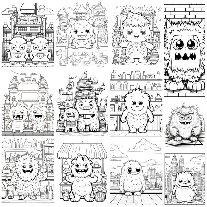 Massive 350 Cute Monsters Digital Coloring Pages Collection Fun for All ...