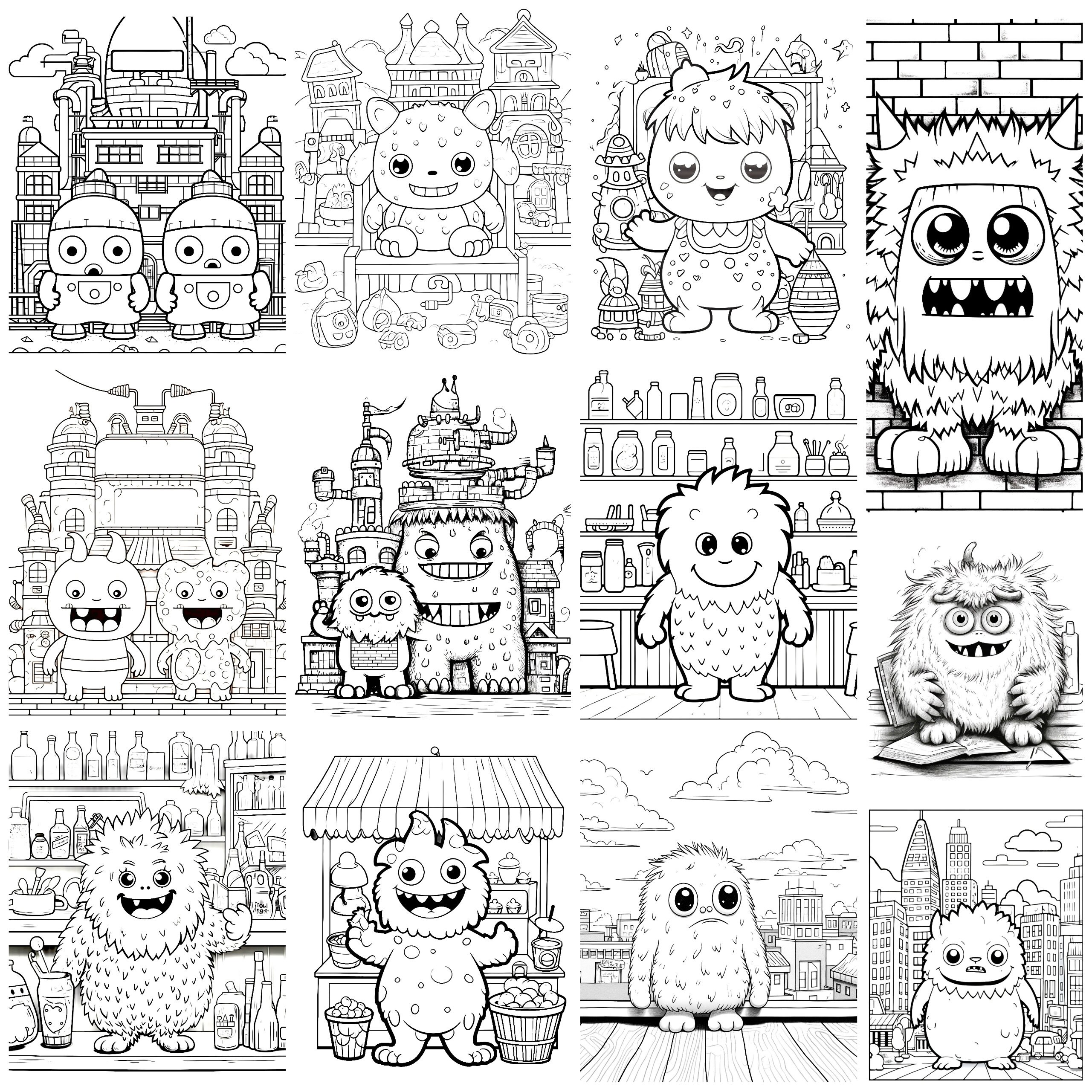 Massive 350 Cute Monsters Digital Coloring Pages Collection Fun for All ...