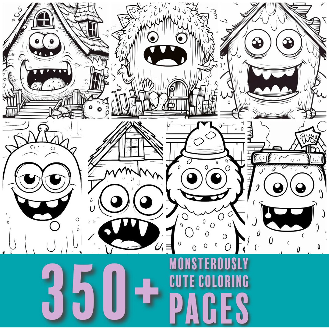 Massive 350 Cute Monsters Digital Coloring Pages Collection Fun for All ...