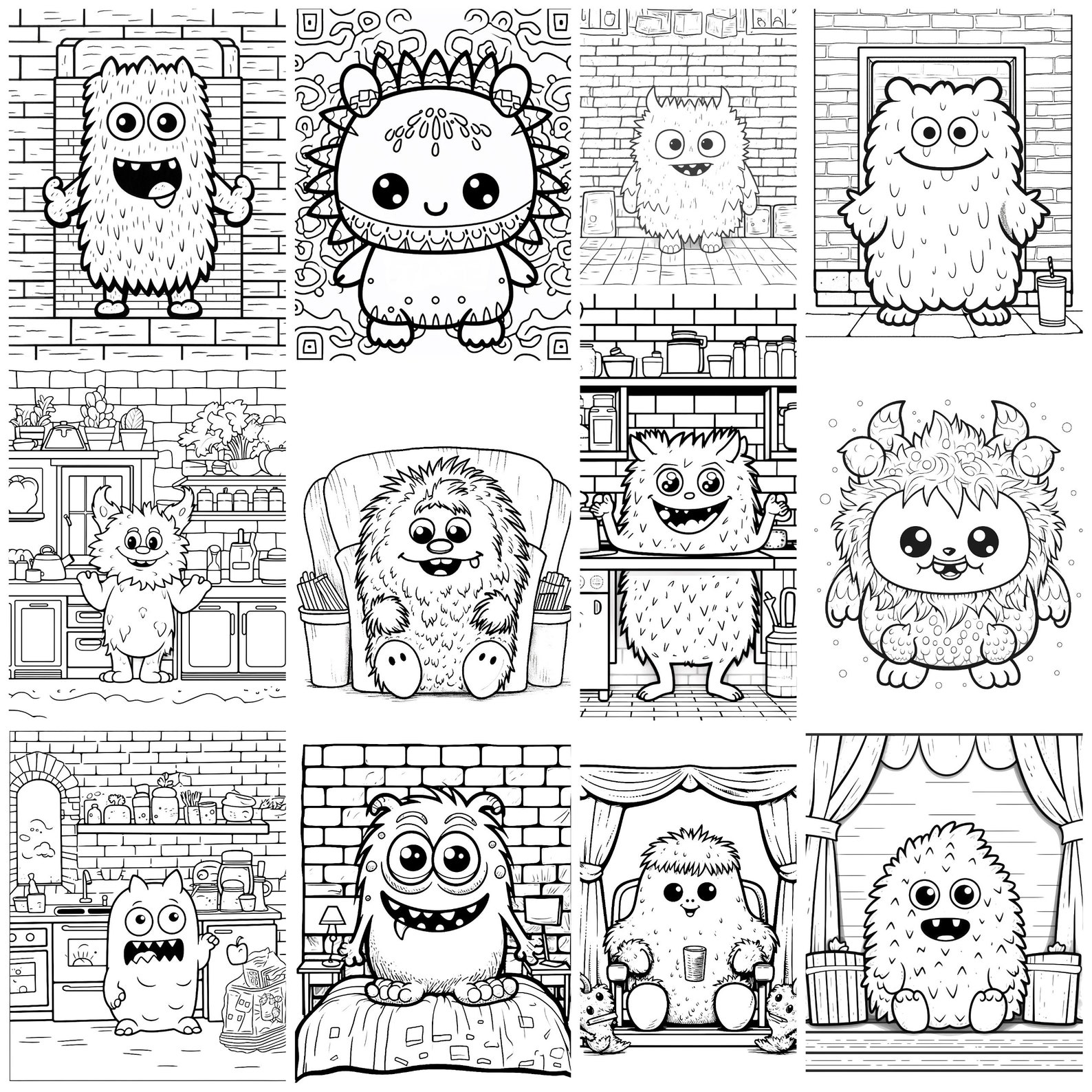 Massive 350 Cute Monsters Digital Coloring Pages Collection Fun for All ...