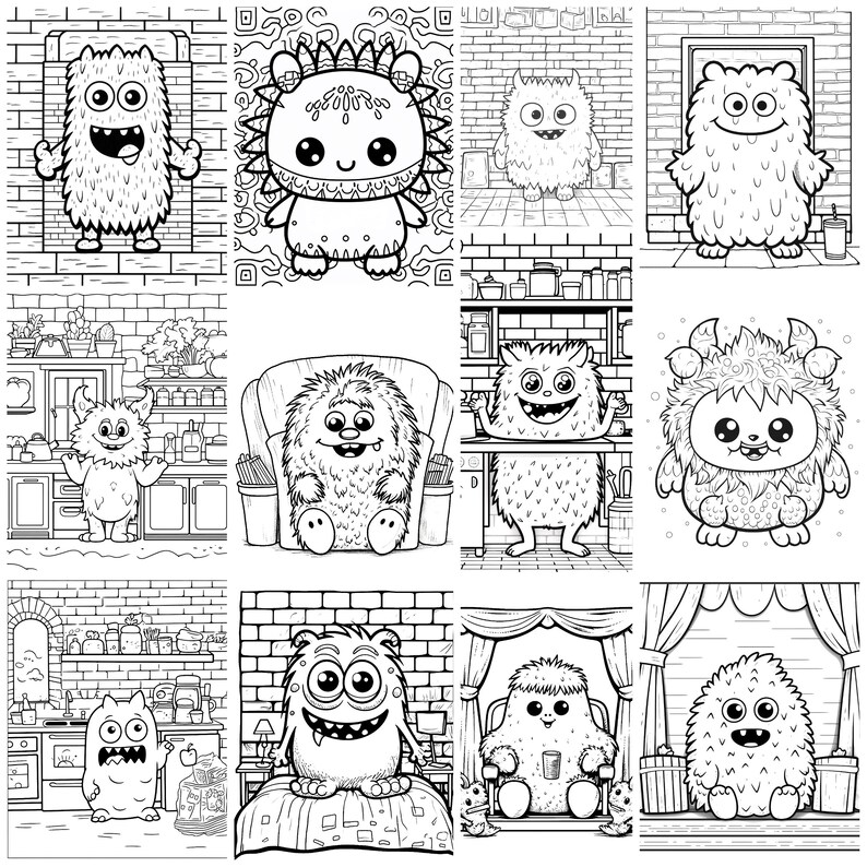 Massive 350 Cute Monsters Digital Coloring Pages Collection Fun for All ...
