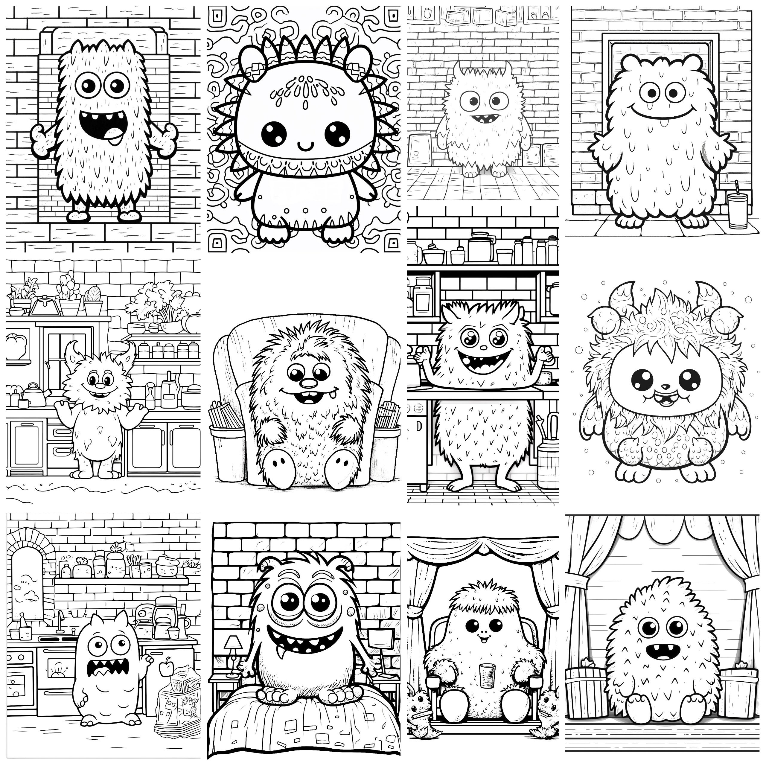 Massive 350 Cute Monsters Digital Coloring Pages Collection Fun for All ...