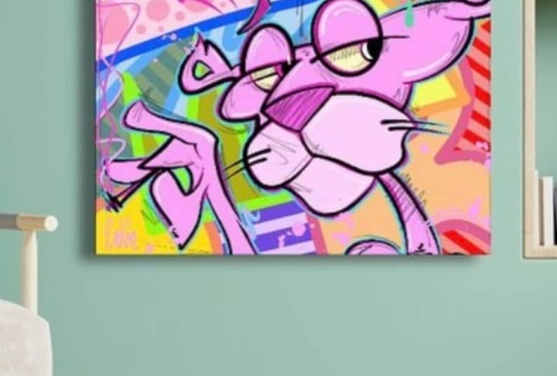 Pink Panther Painting on Canvas Original Acrylic Artwork - Etsy
