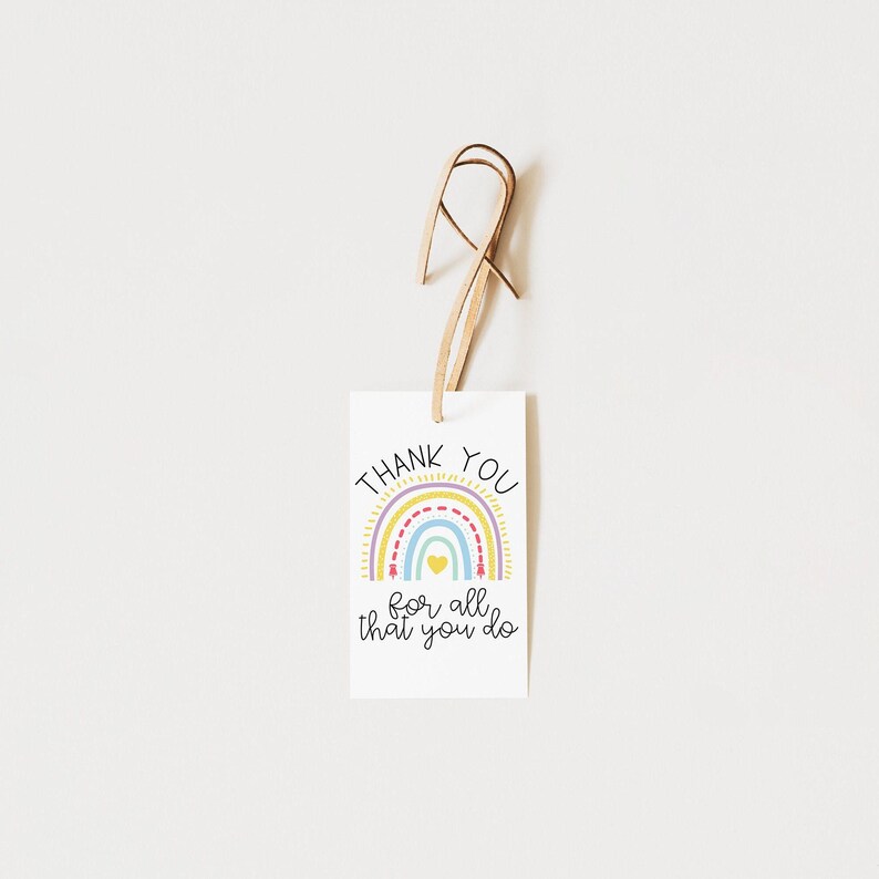 Teacher Thank You Gift Tag Printable, Rainbow Back to School & End Year ...