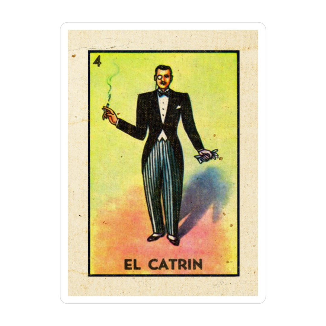 El Catrin Loteria original Vintage Version Kiss-cut Vinyl Decal - Etsy