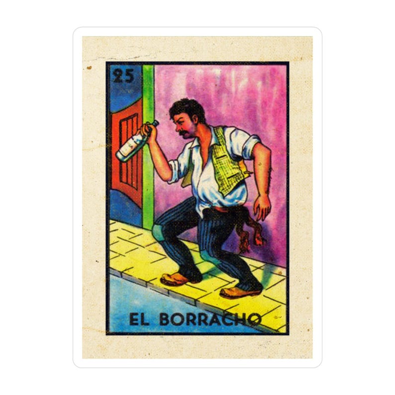 El Borracho Loteria original Vintage Version Kiss-cut Vinyl Decal - Etsy