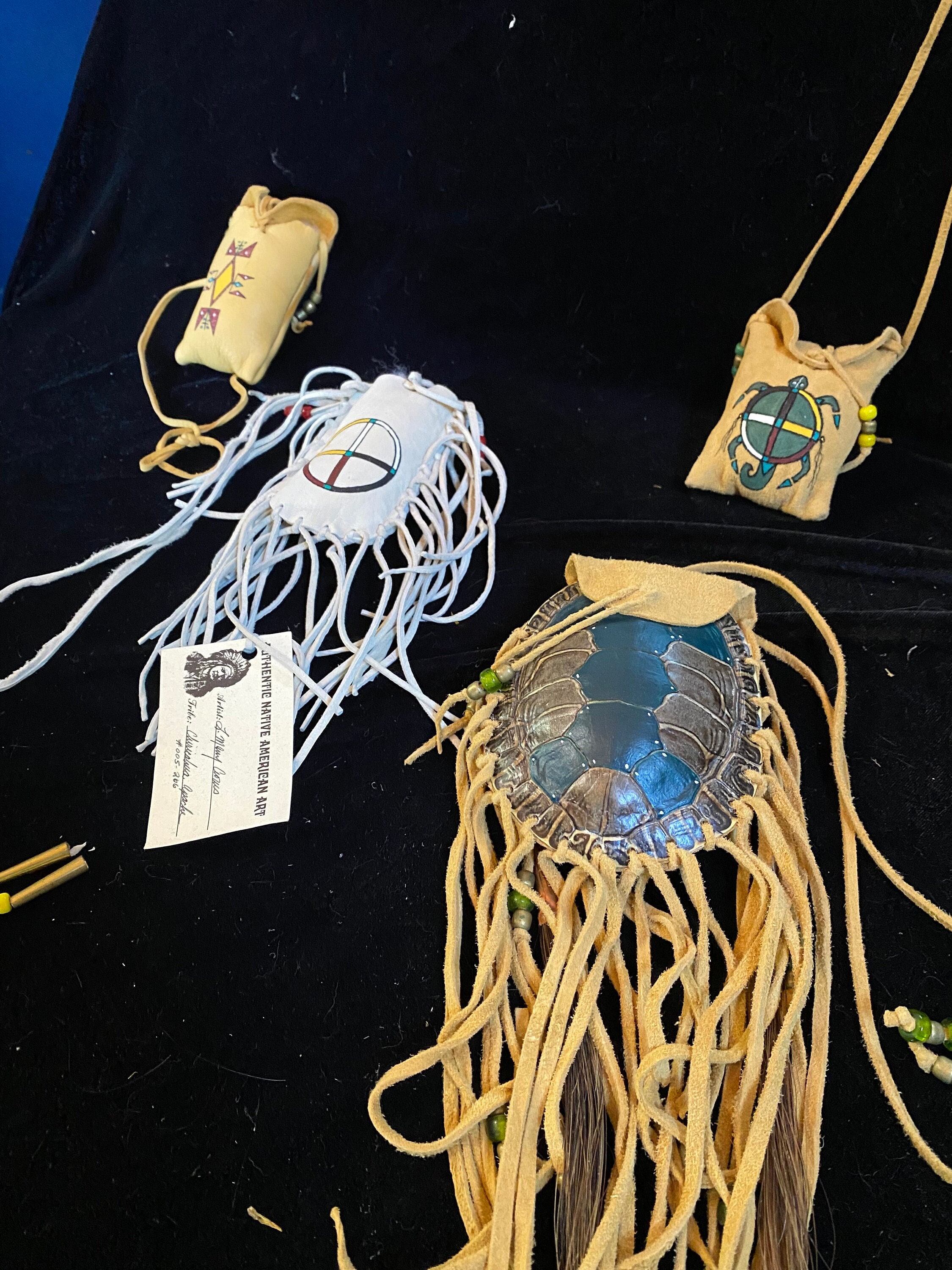 Handmade Native American Deerskin Leather or Tortoise Shell Medicine ...