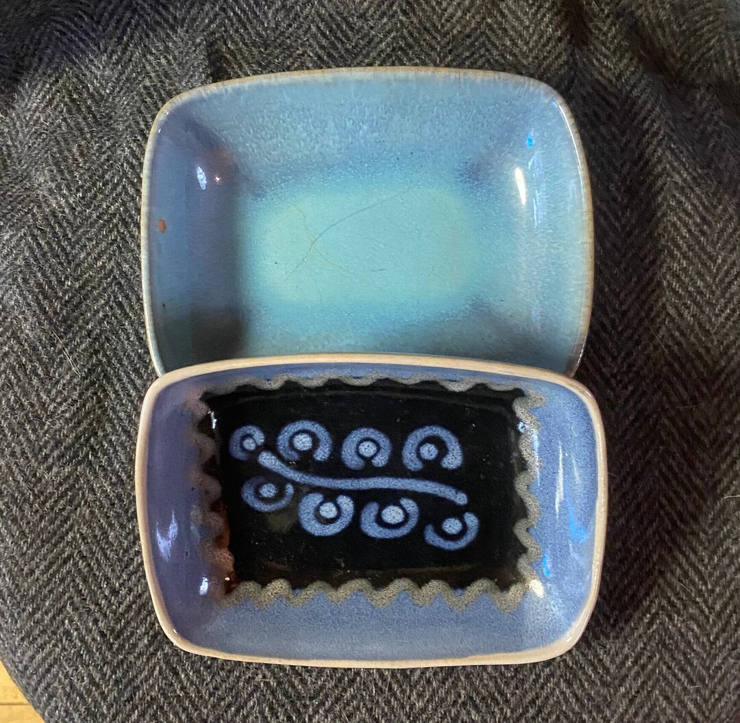 Glidden Parker 1940s Blue Stoneware Rectangular Ceramic Trays - Etsy