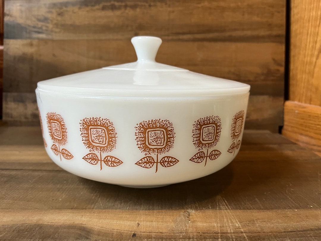 Vintage Federal Glass Sunflower Bowl With Lid - Etsy