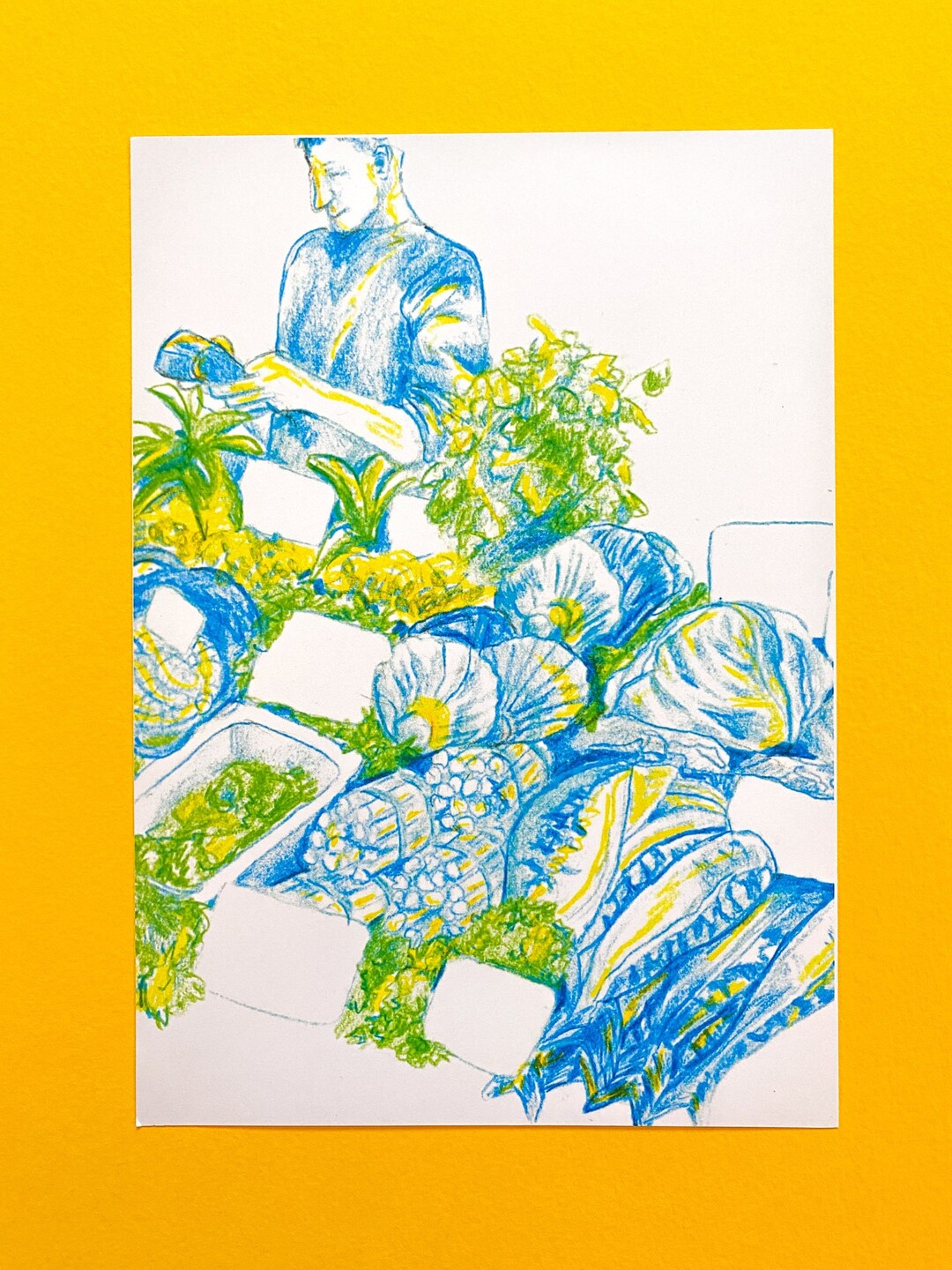 Illustration of a Fishmonger Original Art Print A5 - Etsy