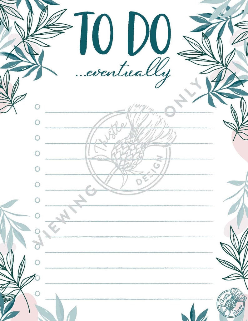 To Do List Printable, Digital Download, Letter Size, Bryce Floral - Etsy