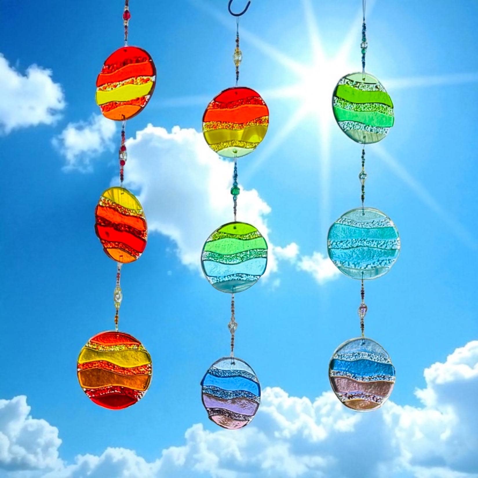 Sparkling Hanging Fused Stained Glass Rainbow Suncatcher Set - Etsy