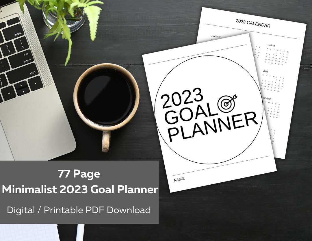 Motivational Goal Planner, Minimalist 2023 Calendar, Monthly, Weekly ...