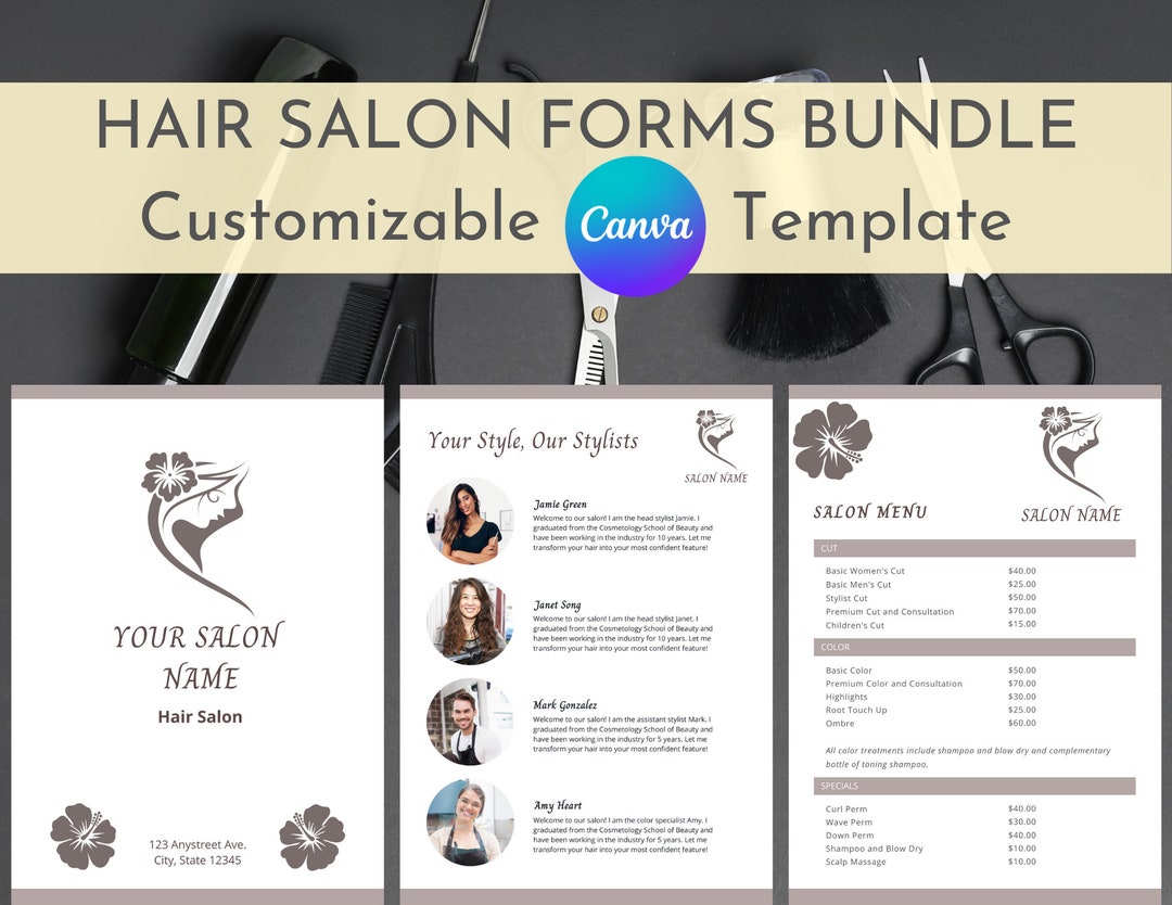 Hair Salon Customer Forms, Customizable Canva Template, Beauty Salon ...