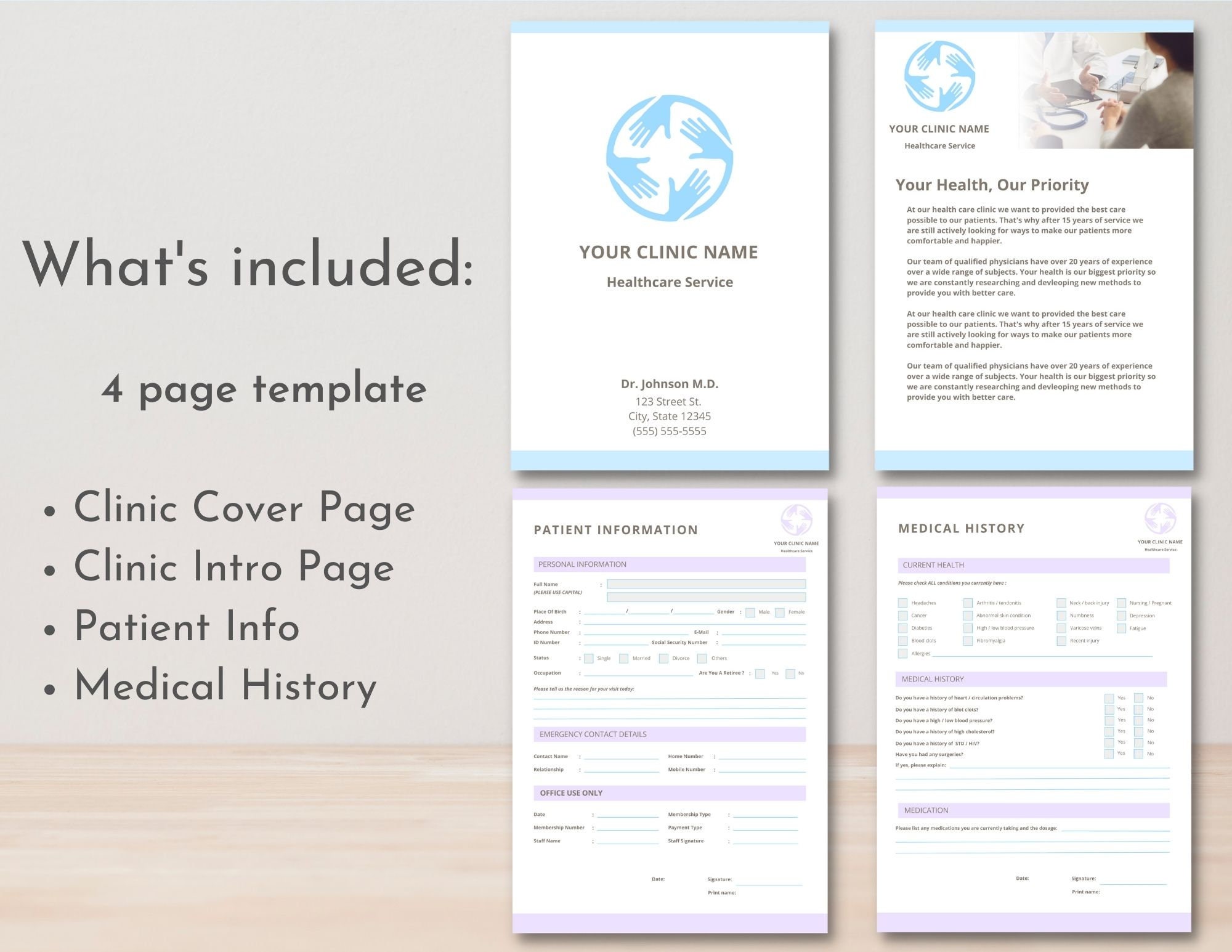 Pastel New Patient Forms, Medical Clinic Document Template, New Patient ...