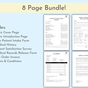 New Patient Form, Bundle, Minimalist, Medical Clinic, Dentist Office ...