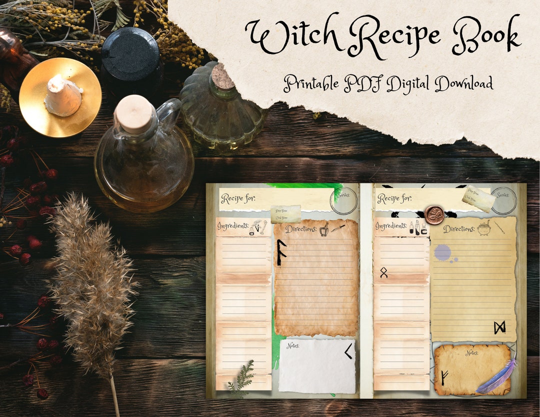 Witch Recipe Book, Blank Recipe Card, Magic Themed, Build Your Own ...