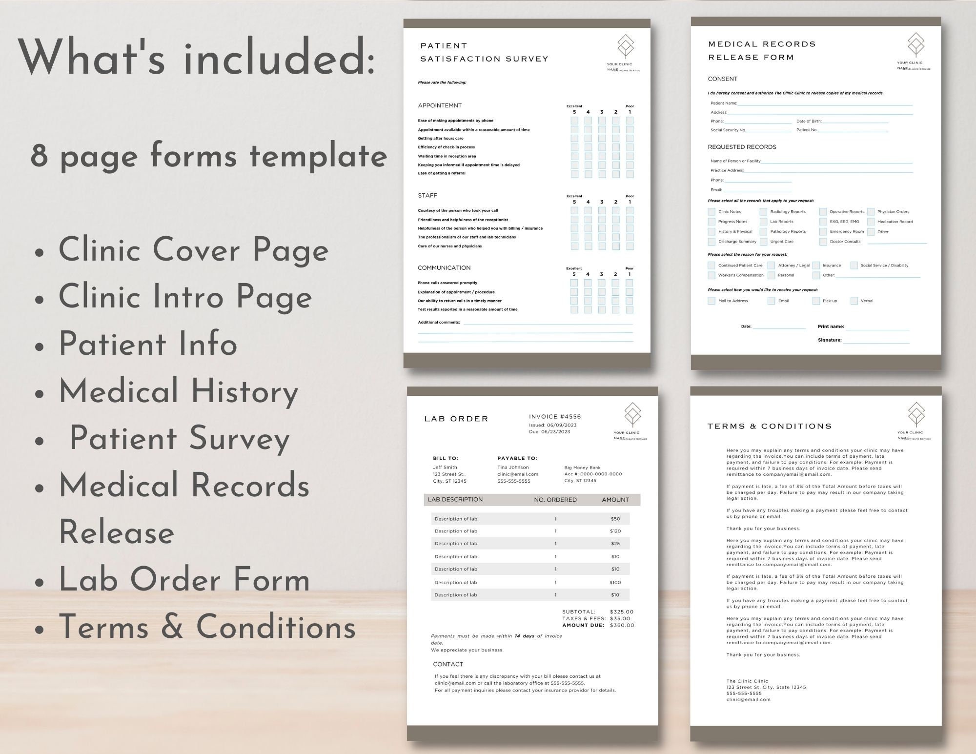 Modern Medical Forms, New Patient Info, Customizable Document Template ...