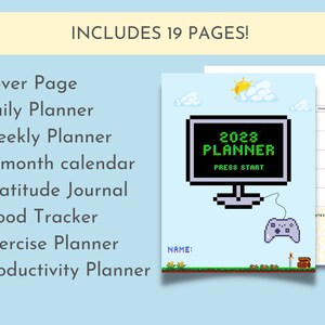 Retro Video Game Planner, for Gamers, Pixelated Style, Undated Daily To ...