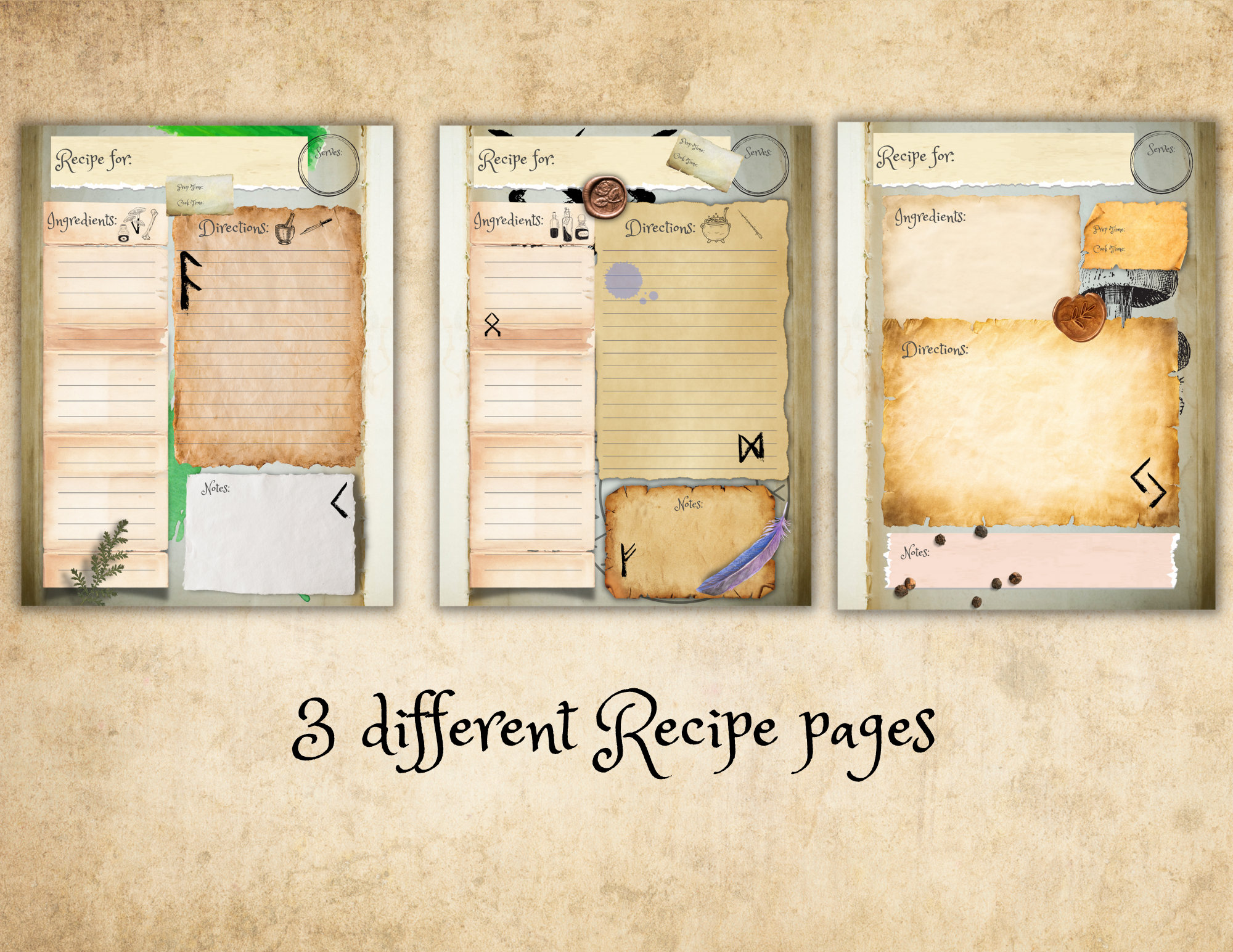 Witch Recipe Book, Blank Recipe Card, Magic Themed, Build Your Own ...